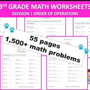 3rd Grade Math Worksheets | Division | Order of Operations | 55 Pages ...