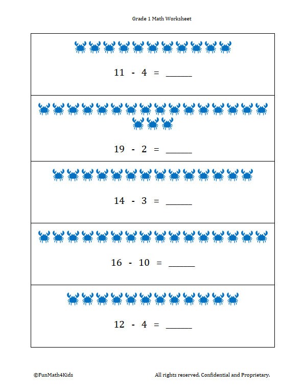 1st Grade Math Worksheets | Addition & Subtraction With Pictures | 40 ...