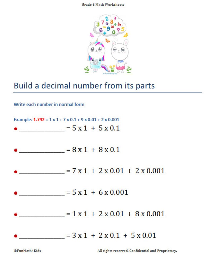 6th Grade Math Worksheets | Decimal | Scientific Notation | 70 Pages ...