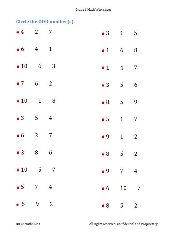 1st Grade Math Worksheets | Counting | Even | Odd | Before | After | 44 ...