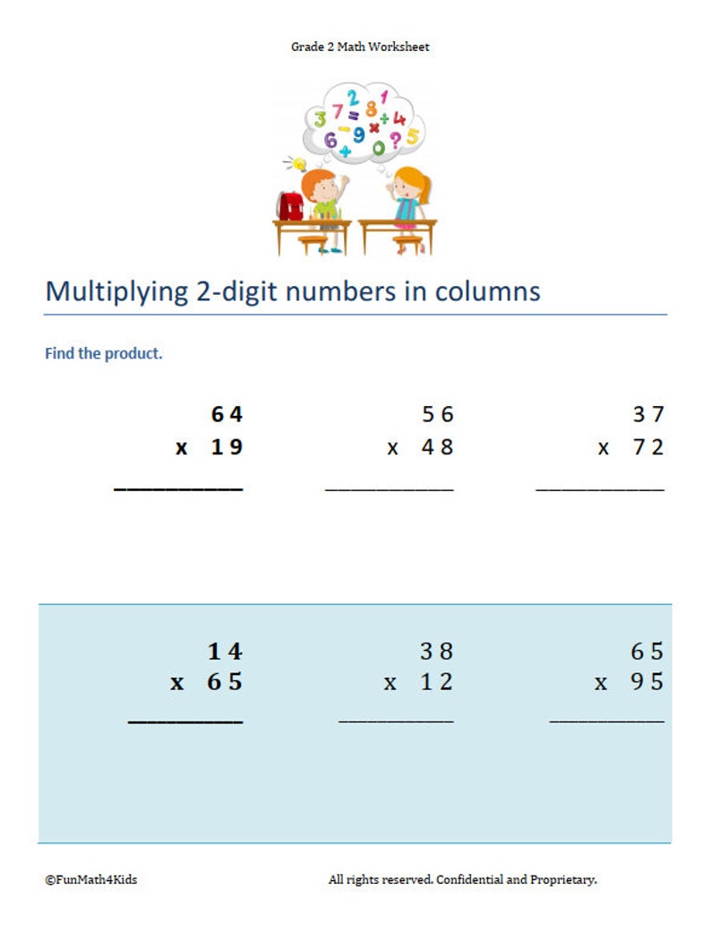 2nd Grade Math Worksheets | Multiplication Tables | 2- and 3-digits ...