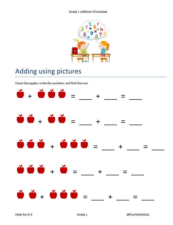 1st Grade Math Worksheets Addition 70 Pages 1000 Problems 1-100 Numbers ...