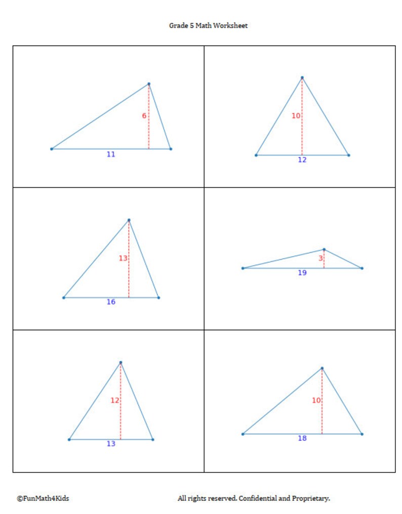 5th Grade Math Worksheets | Geometry | Areas of Triangle, Rectangle ...