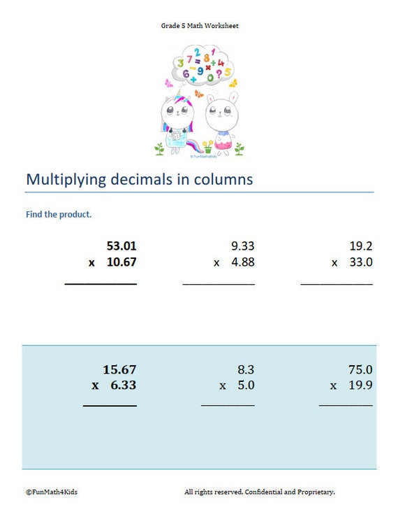 Multiplying Decimals Worksheet 5th Grade Multiplying Decimals Worksheet 5th Grade
