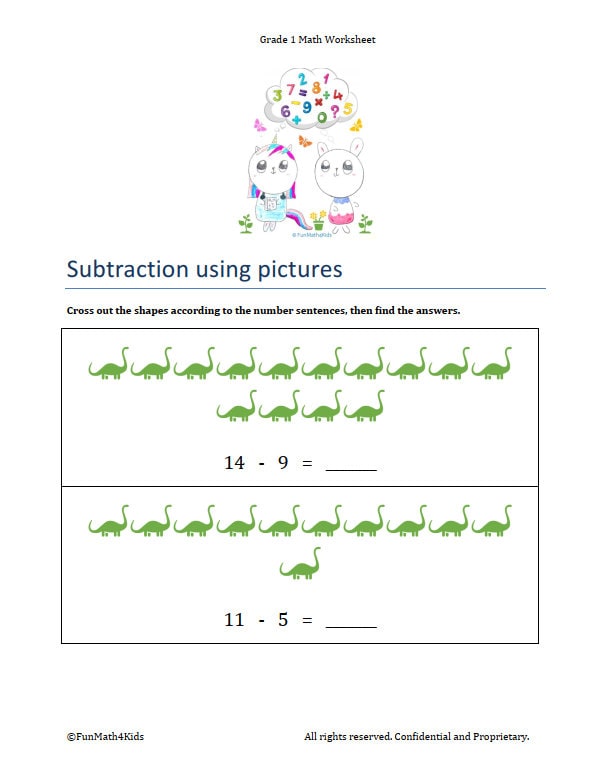 1st Grade Math Worksheets: Addition & Subtraction With Pictures ...