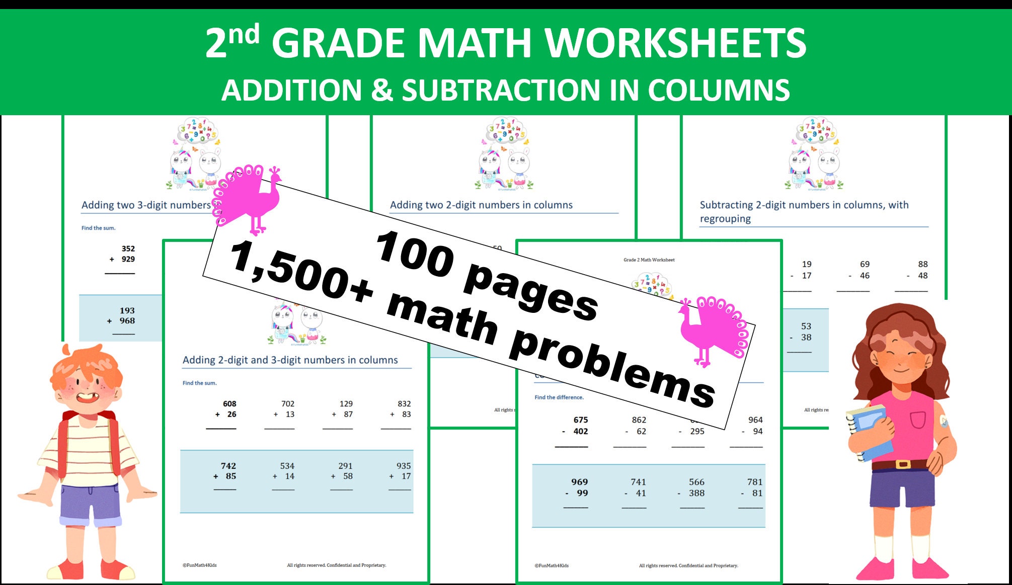 Subtraction Worksheets 2nd Grade 100 Problems