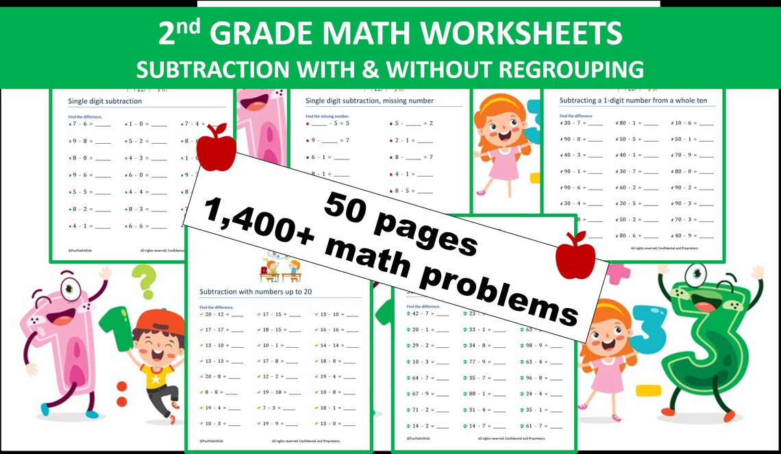 2nd Grade Math Worksheets | 50 Pages | 1400+ Math Problems ...