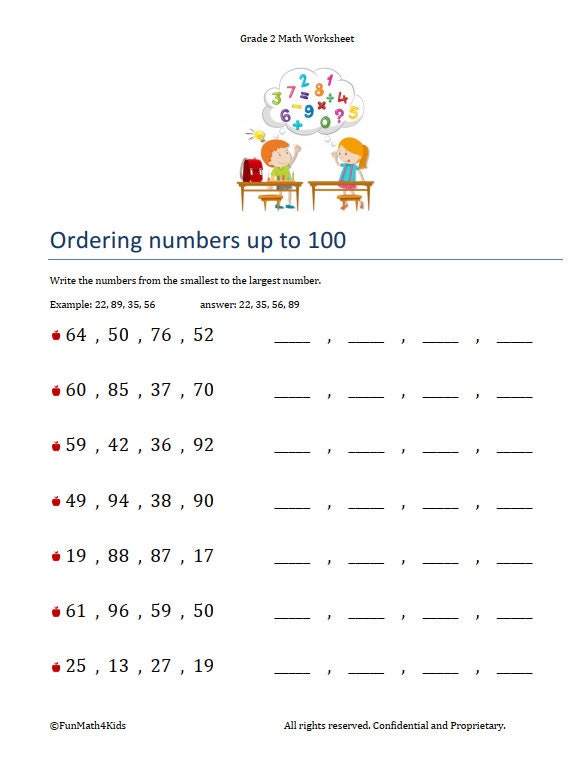 2nd Grade Math Worksheets: Comparing, Ordering, Rounding (printable PDF ...