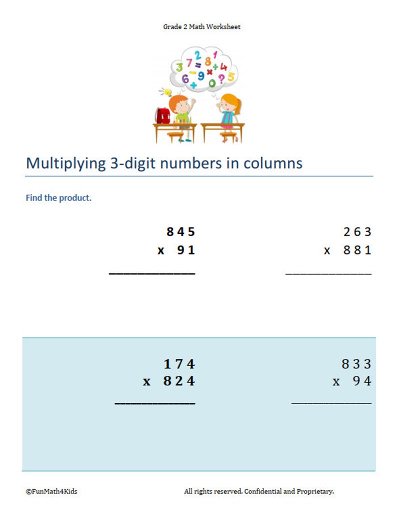 2nd Grade Math Worksheets | Multiplication Tables | 2- and 3-digits ...