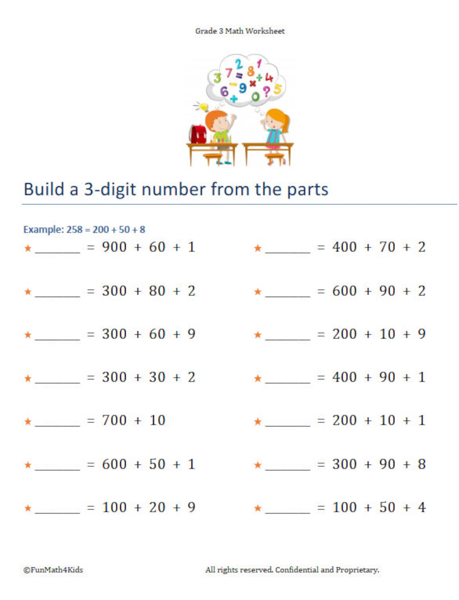 3rd Grade Math Worksheets: Place Value & Expanded Form (printable PDF ...
