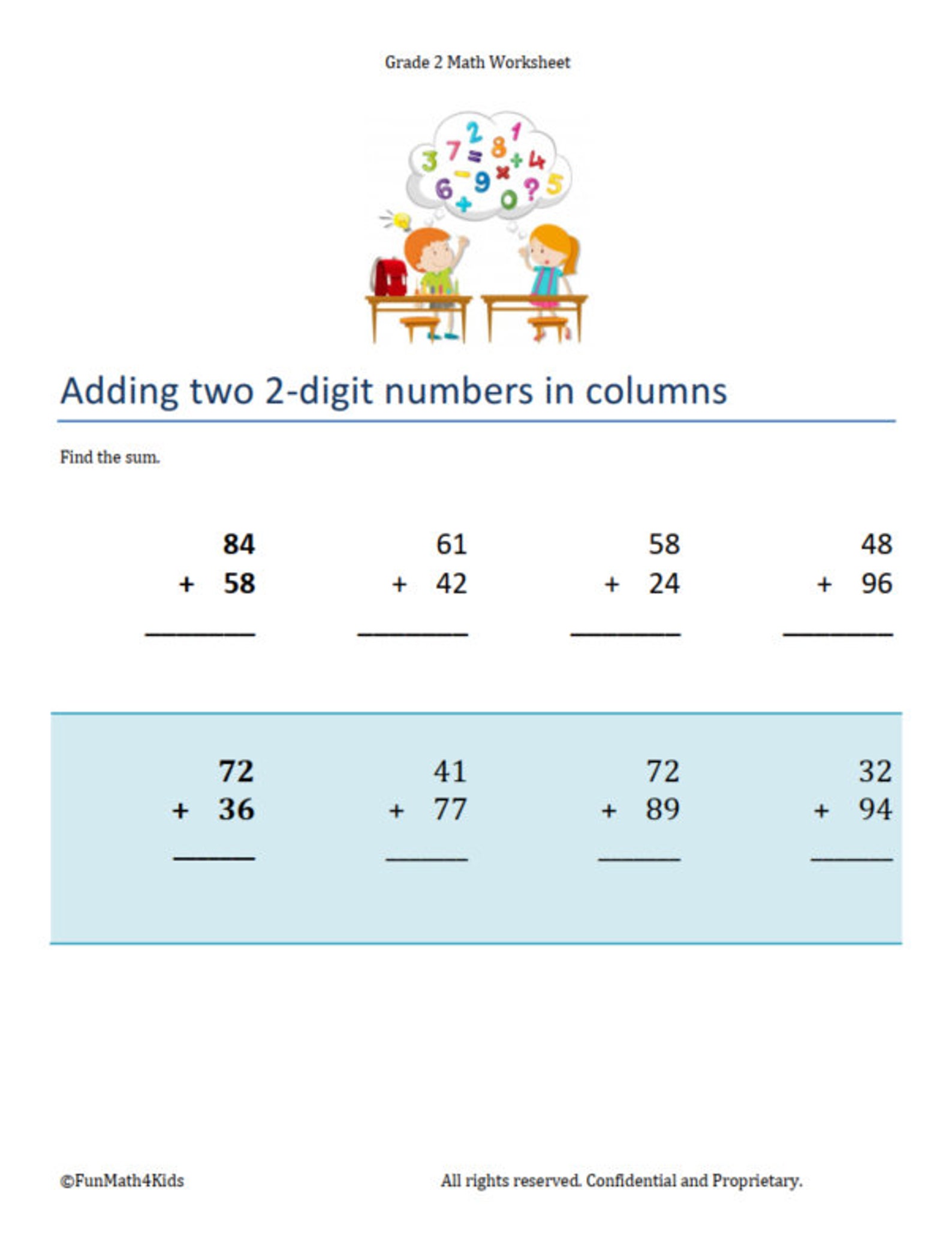 2nd Grade Math Worksheets Addition 2-digit Whole Tens - Etsy
