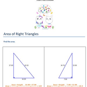 5th Grade Math Worksheets | Geometry | Areas of Triangle, Rectangle ...