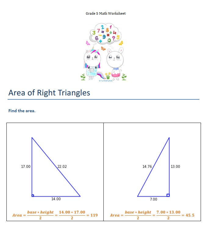 5th Grade Math Worksheets | Geometry | Areas of Triangle, Rectangle ...