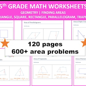 5th Grade Math Worksheets | Geometry | Areas of Triangle, Rectangle ...