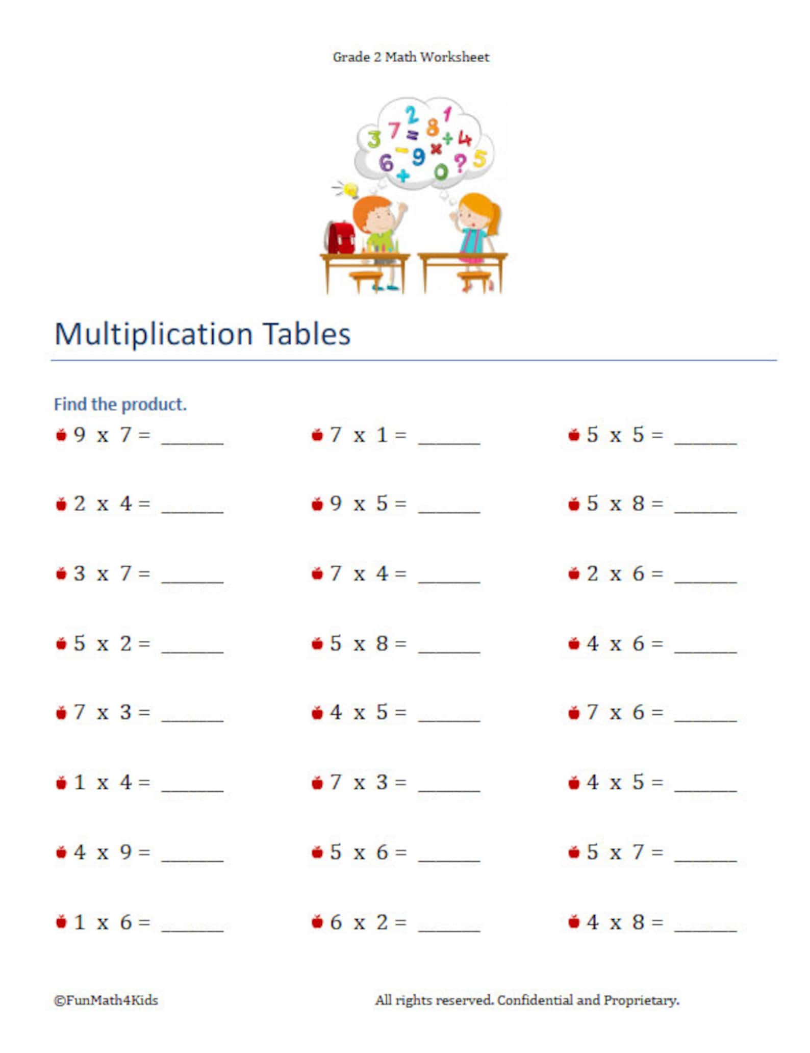 2nd Grade Math Worksheets | Multiplication Tables | 2- and 3-digits ...