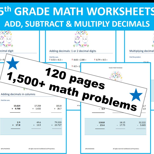 Math Worksheets - Etsy