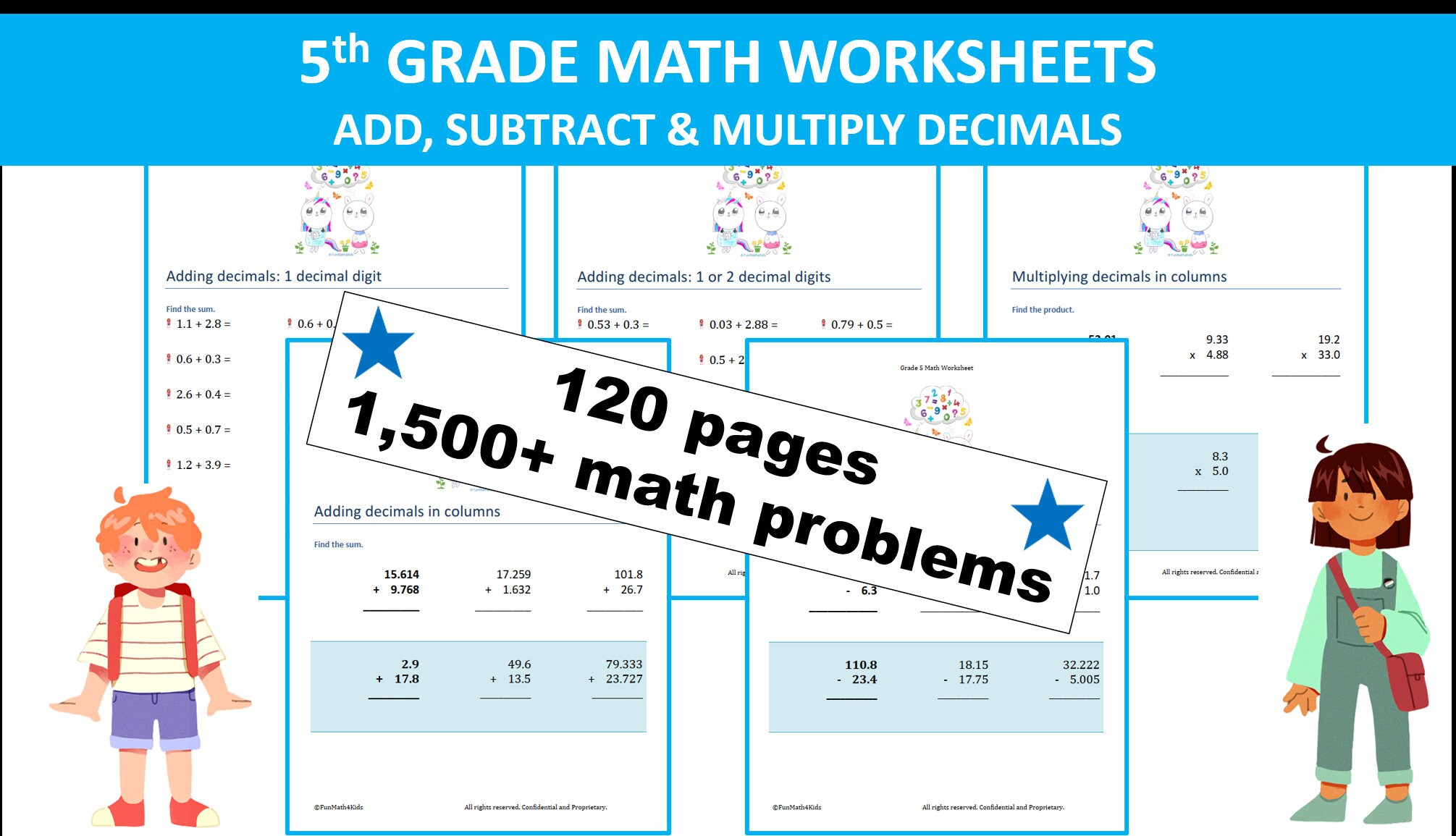 5th Grade Math Worksheets Decimals