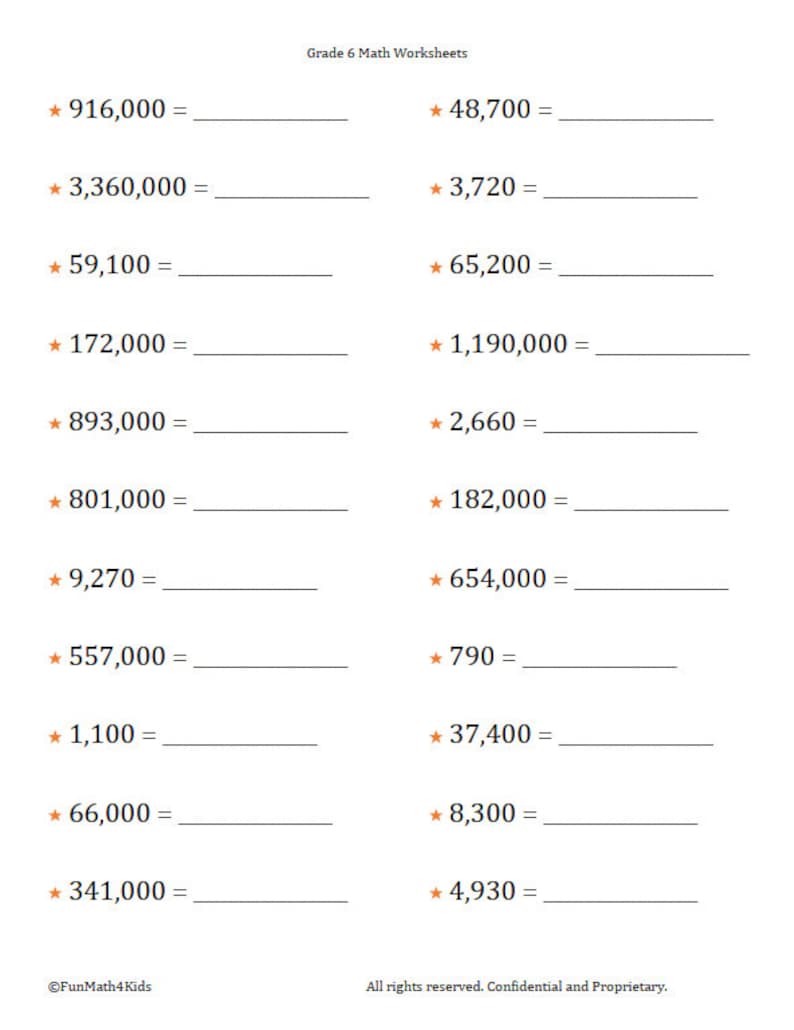 6th Grade Math Worksheets Decimal Scientific Notation 70 - Etsy