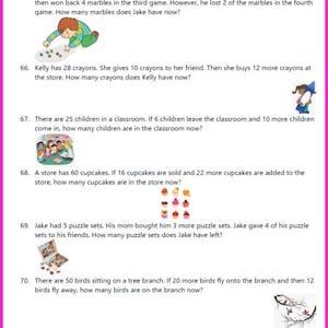 1st Grade Math Worksheets | 100 Word Problems | Addition | Subtraction ...