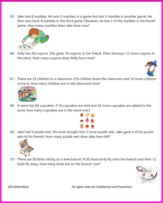First Grade Math Word Problems Worksheets Addition Word Good Problems