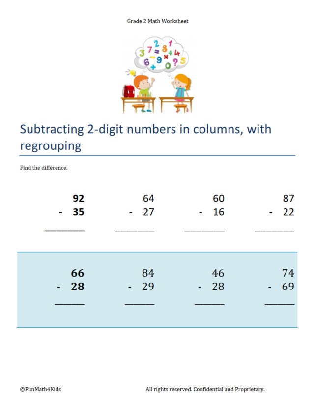 Printable Addition Subtraction Worksheets 2nd Grade