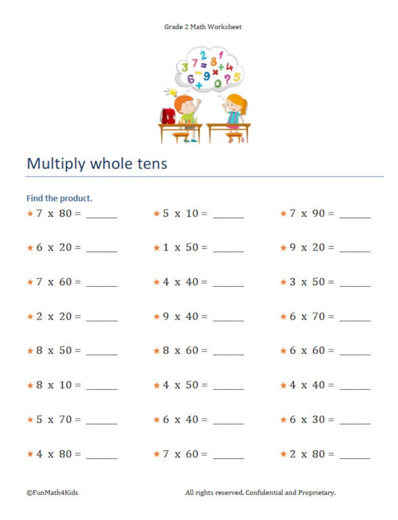 2nd Grade Math Multiplication Worksheets: 2- & 3-digit Problems ...