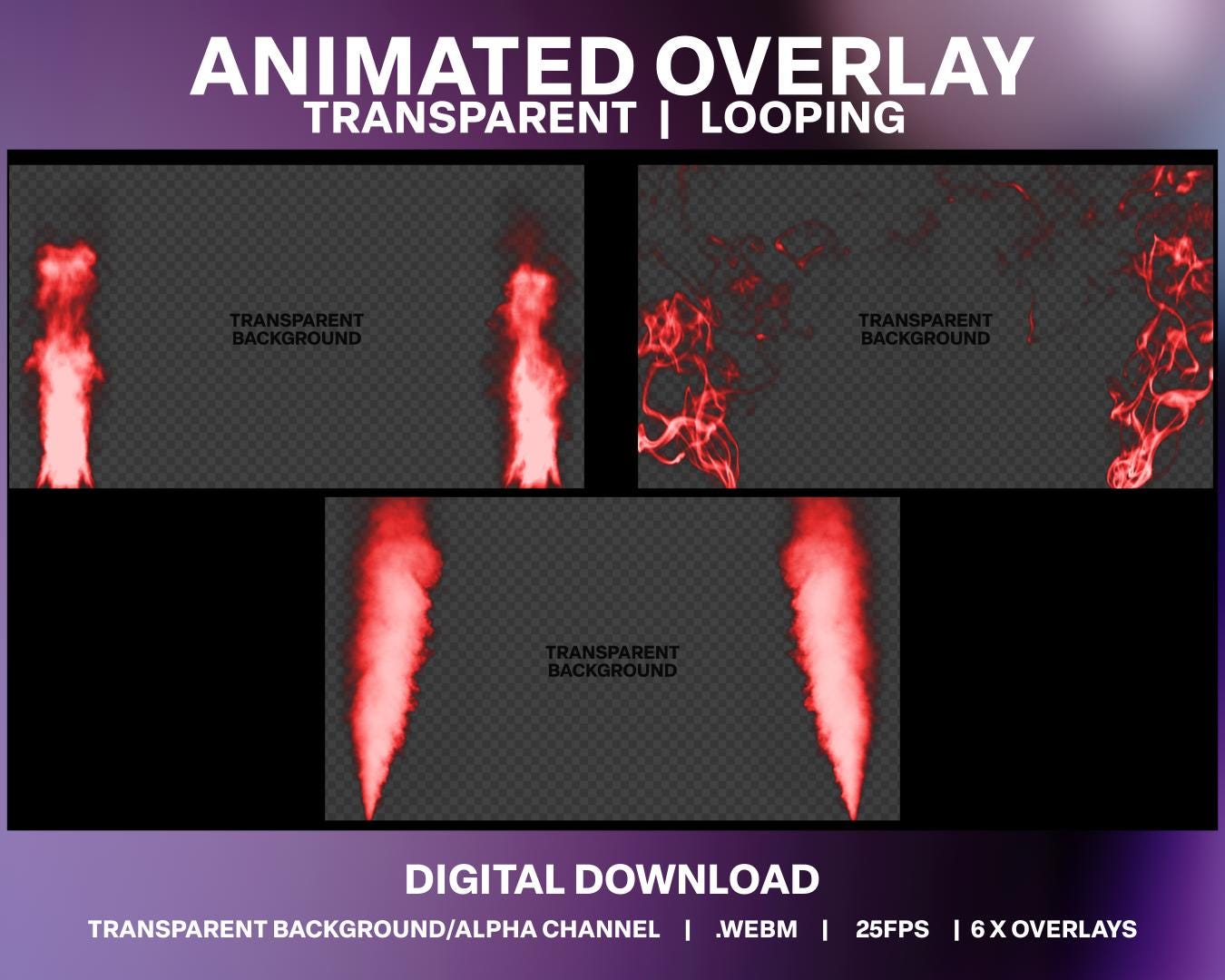 6x Animated Smoke Vapour Stream Overlay Loop Pack | Party Fire Stream ...
