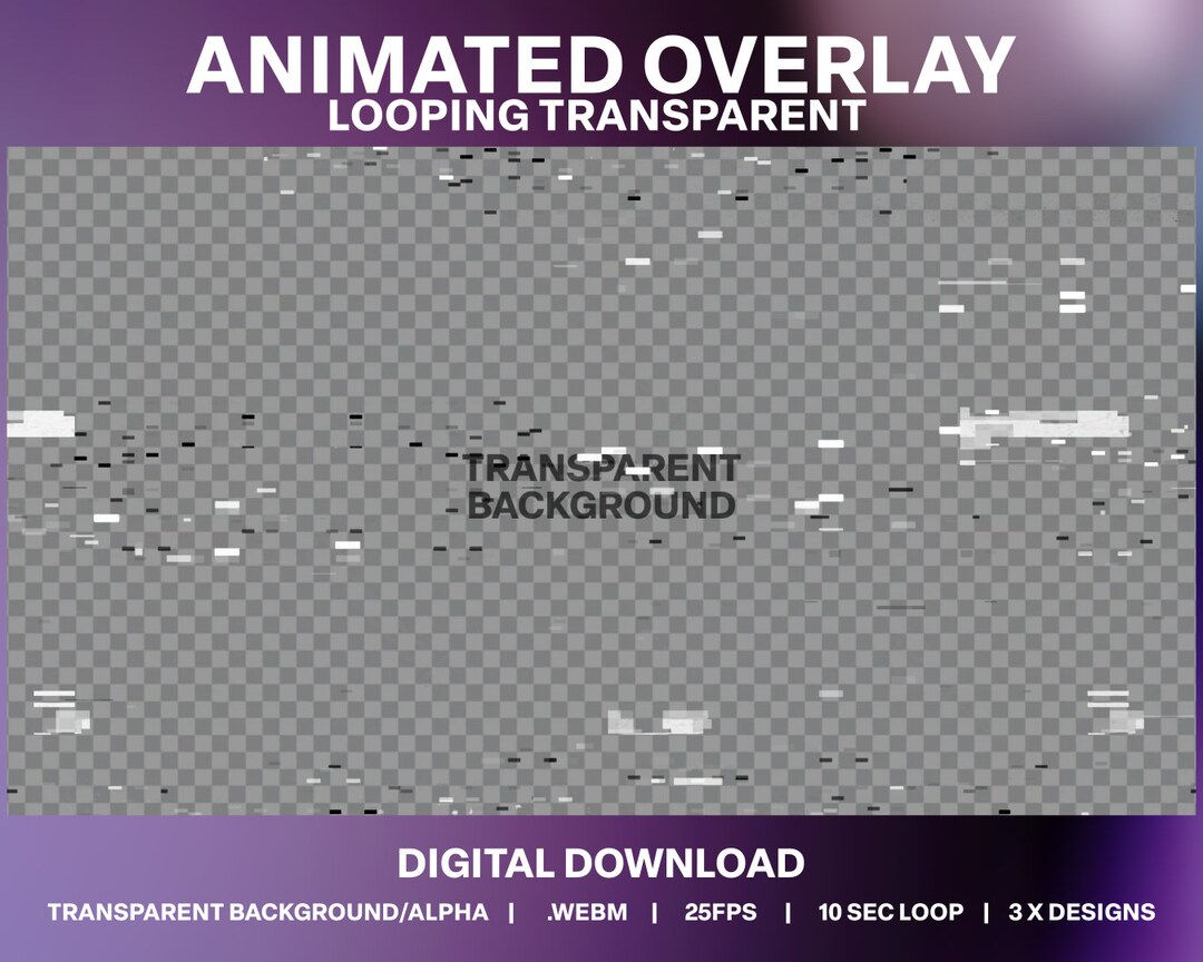 Cyber Glitch Animated Overlay: VHS Film Distortion (digital Download ...