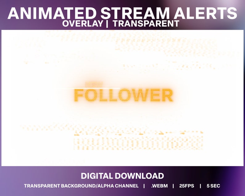 Neon Glitch Animated Stream Alerts | VHS Stream Decoration | Purple ...