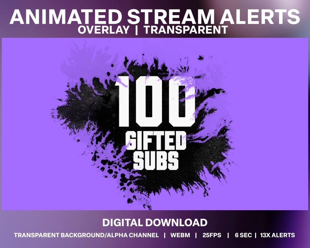 Creepy Ink Spread Stream Alerts: Glitch Gothic Subscriber Decoration ...