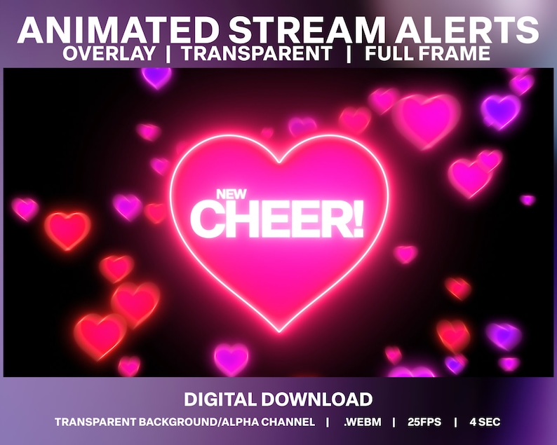Heart Bomb Bits Animated Alert Twitch Bits Stream Cheers Overlay ...