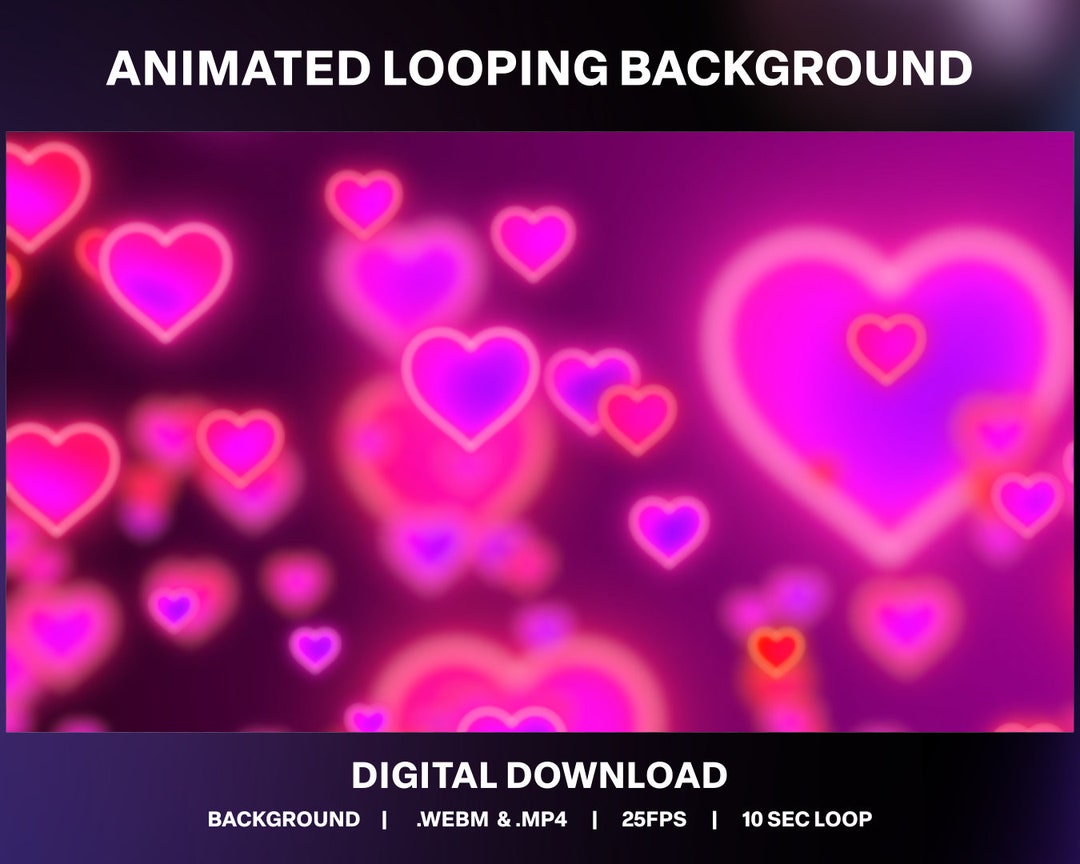 Glowing Heart Animated Looping Background | Romantic Live Stream ...
