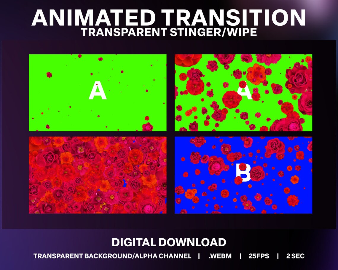 Red Roses Animated Transition Valentine Twitch Stream Transition ...
