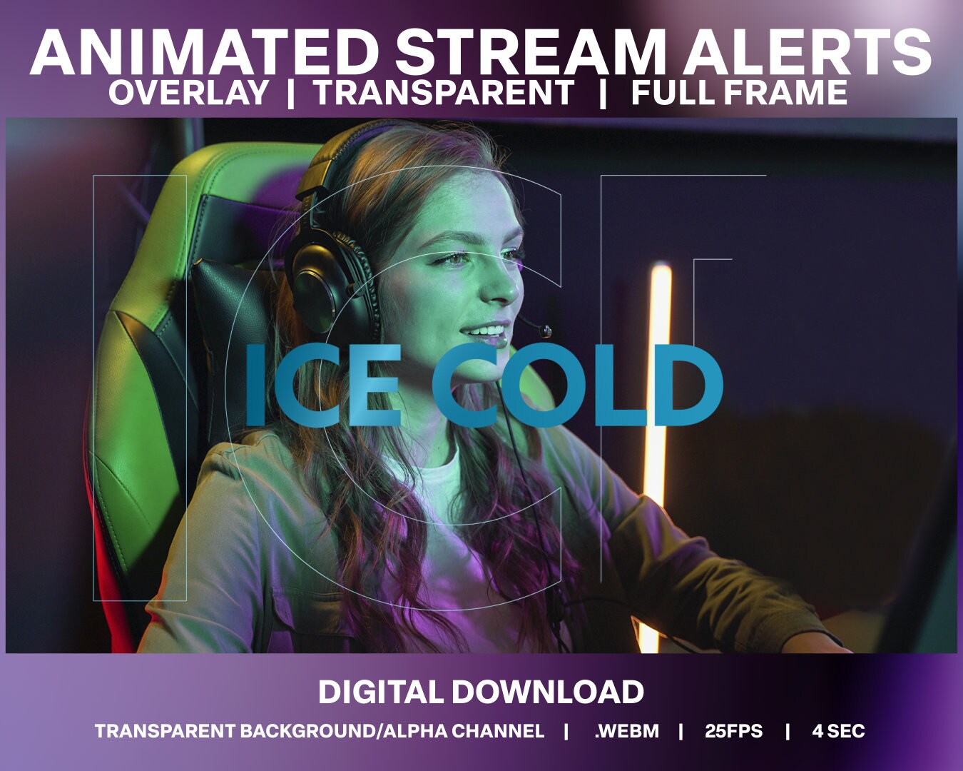 Blue Animated Text Stream Alerts Game Alert Overlays Full Frame Cheer ...