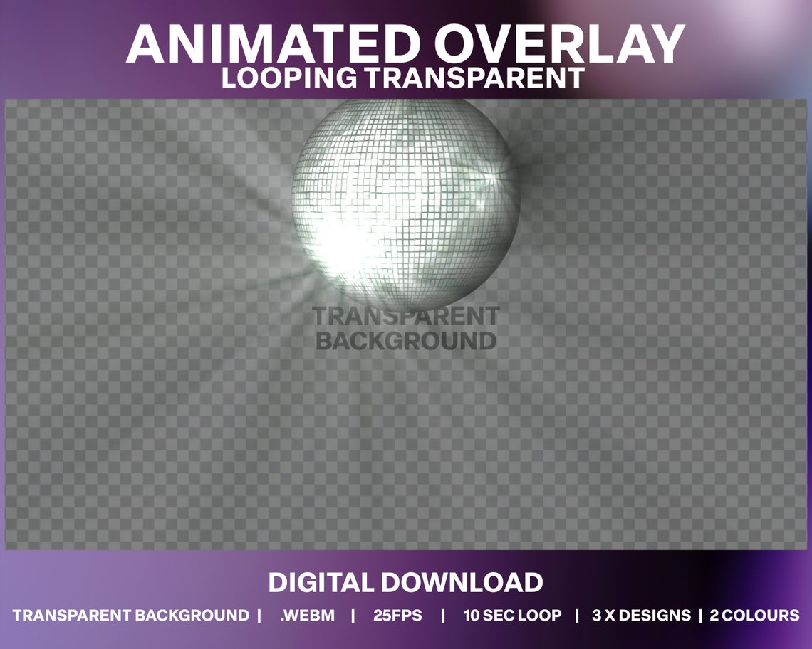 Disco Ball Animated Overlay Loops | Twitch DJ Stream Lights | Mirror ...