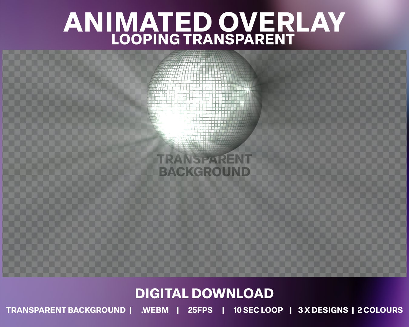 Disco Ball Animated Overlay Loops | Twitch DJ Stream Lights | Mirror ...