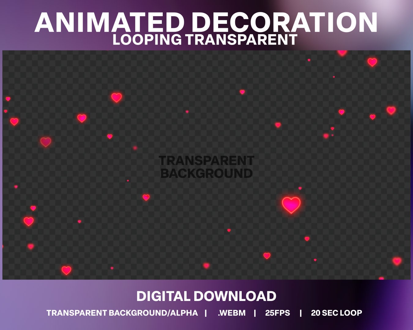 Glow Hearts Animated Stream Decoration Valentines Red Glowing Overlays ...