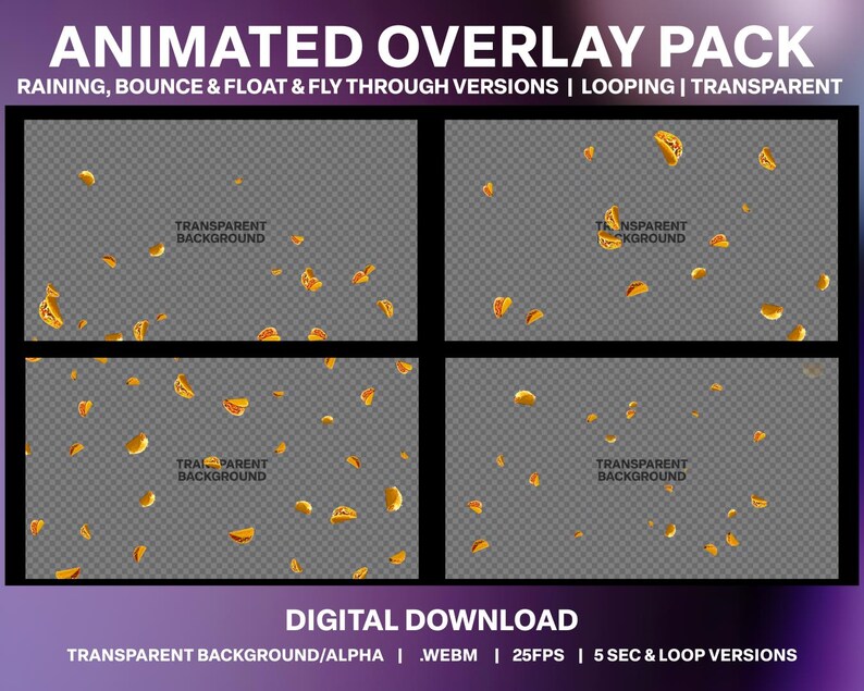 Taco Rain Animated Stream Overlay: Funny Looping Video - Etsy