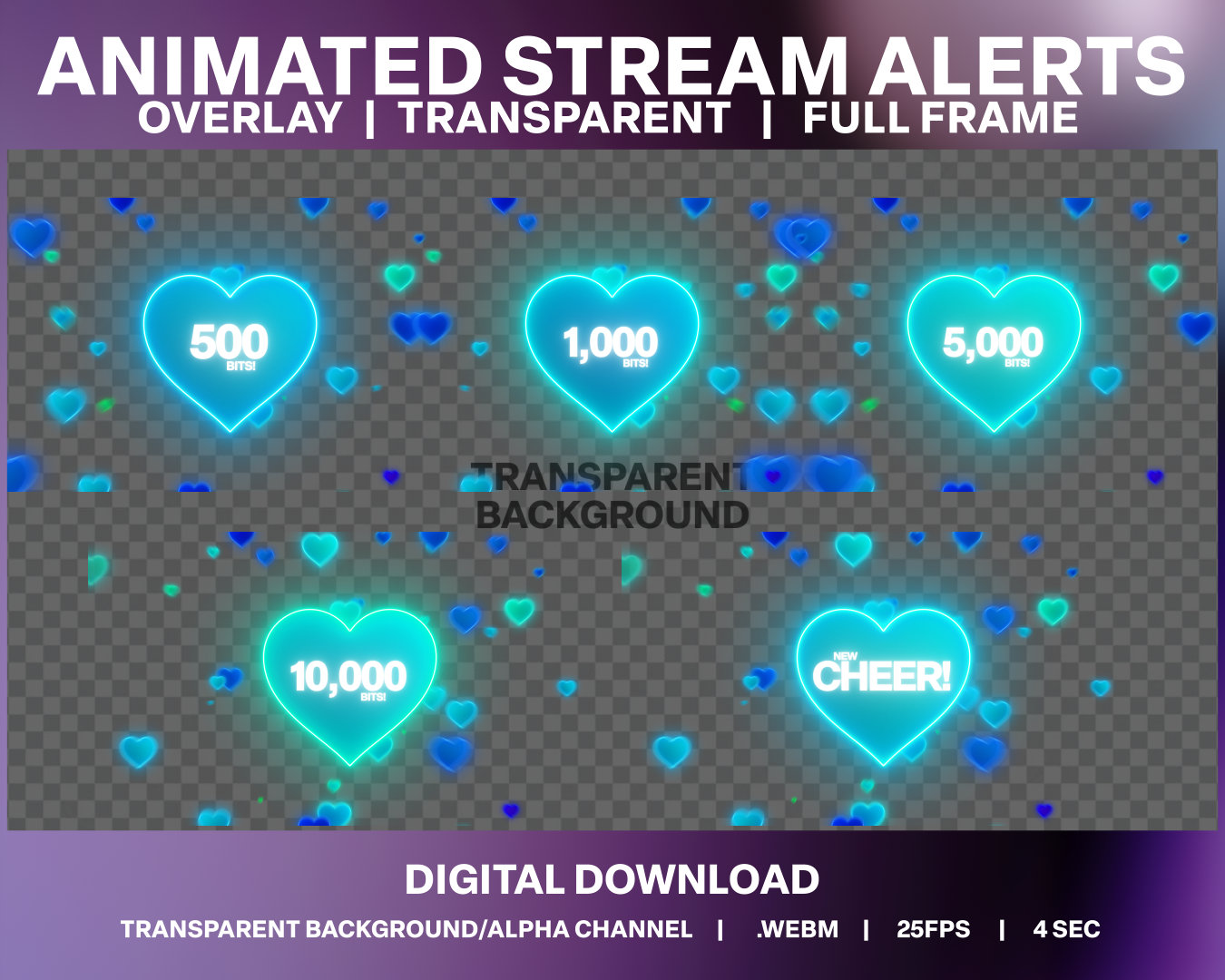 Animated Heart Bomb Bits Alert: Twitch Stream Cheer Overlay (digital ...