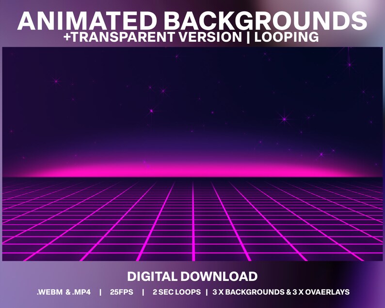 Neon Vaporwave Animated Backgrounds: Twitch DJ Stream Overlays (digital ...