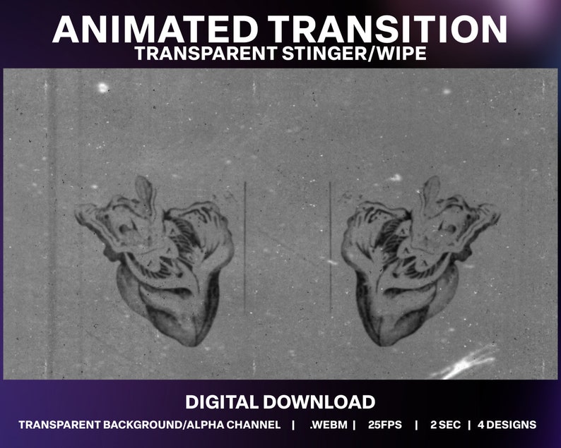 Creepy Heart Stream Transition: Glitch Punk Film Wipe (digital Download ...