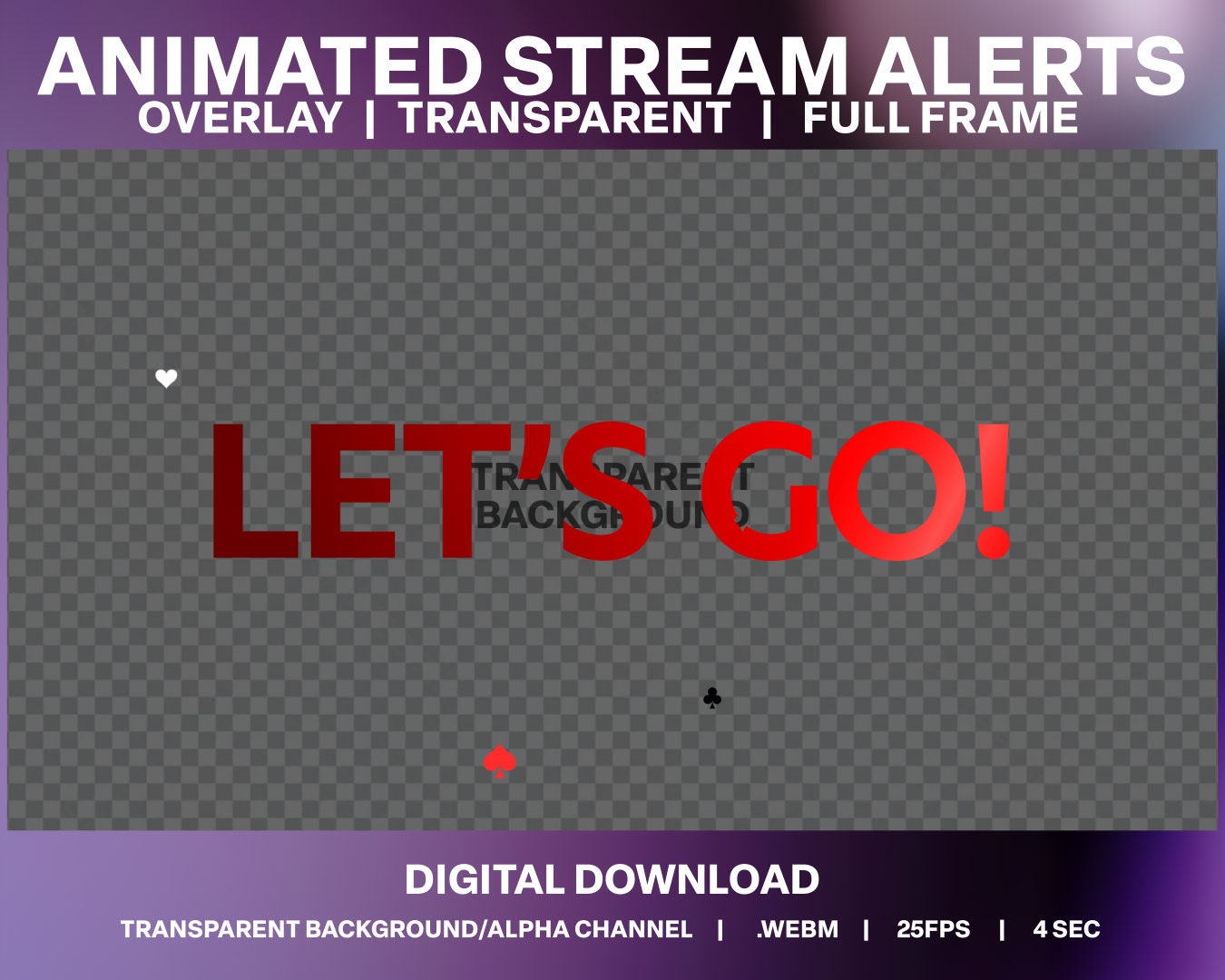 Animated Text Stream Alerts Poker Card Game Alert Overlays Full Frame ...