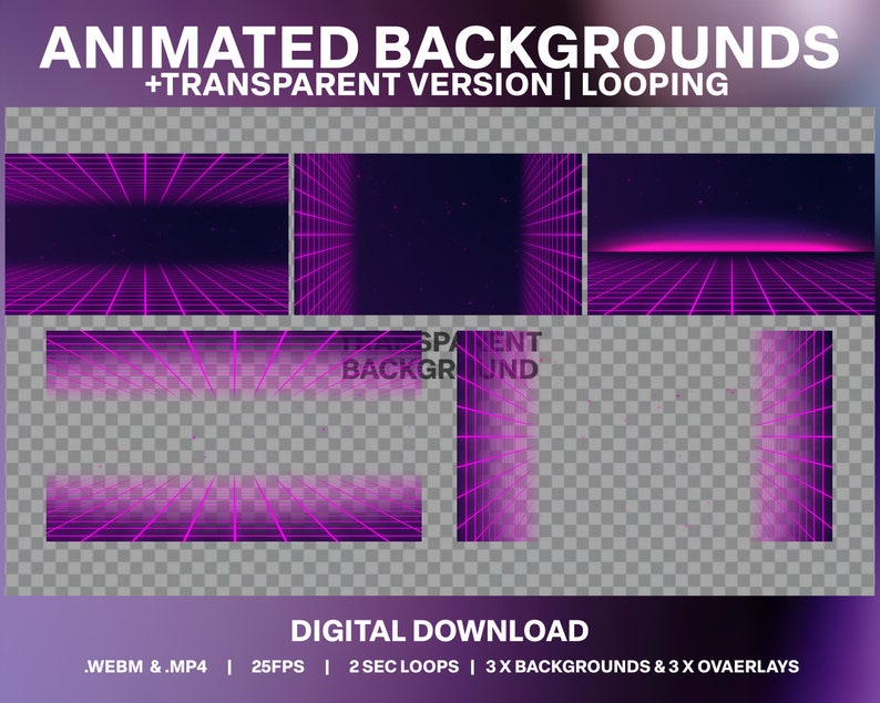 Neon Vaporwave Animated Backgrounds: Twitch DJ Stream Overlays (digital ...