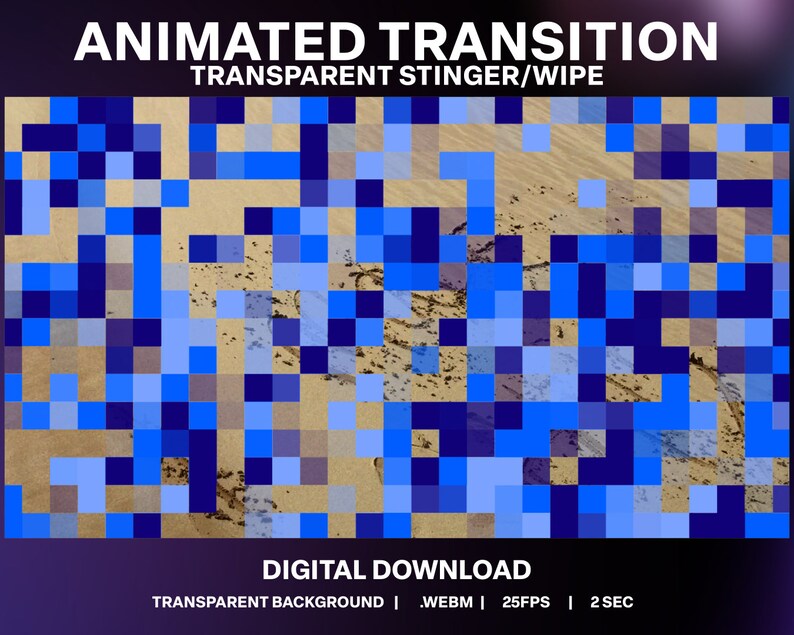 8 Bit Pixel Animated Transition Blue Stream Overlay Stinger Chequer ...