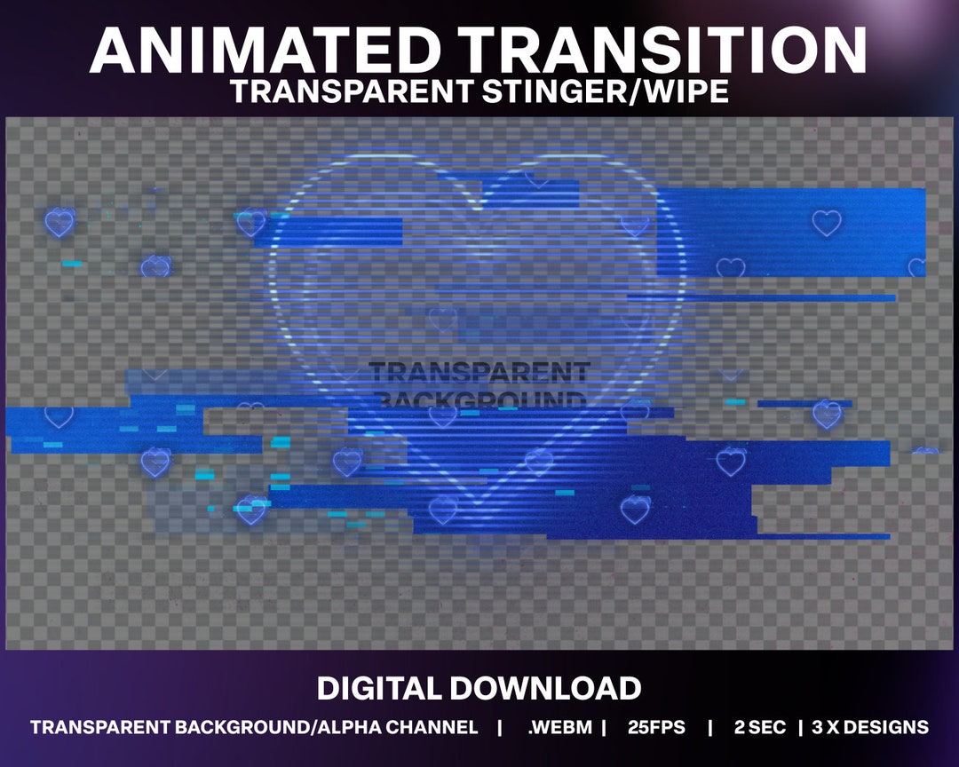 Glitch Glowing Heart Animated Transition Valentines Stream Wipe Neon ...