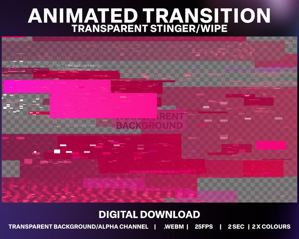 VHS Glitch Animated Transition Cyber Film Distortion Stream Wipe Neon ...