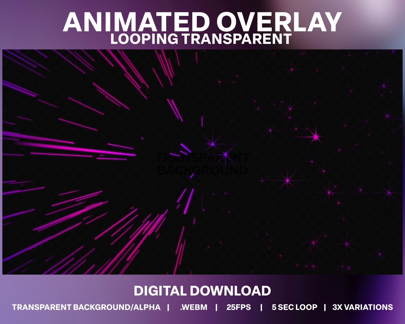 Animated Stars Overlay: Light Speed Stream Decoration (digital Download ...