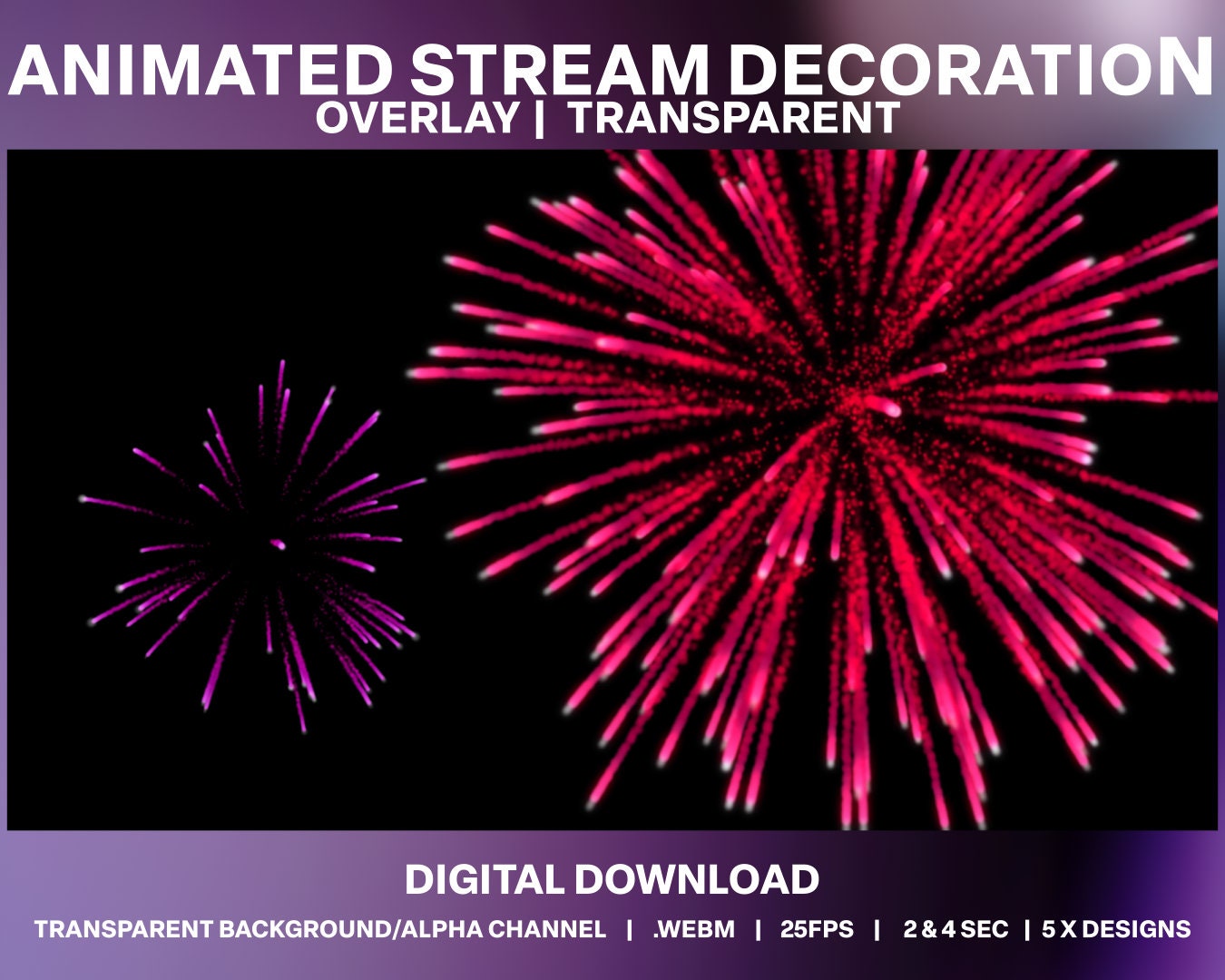Fireworks Animated Stream Decoration Pack | Animated Party Fireworks ...