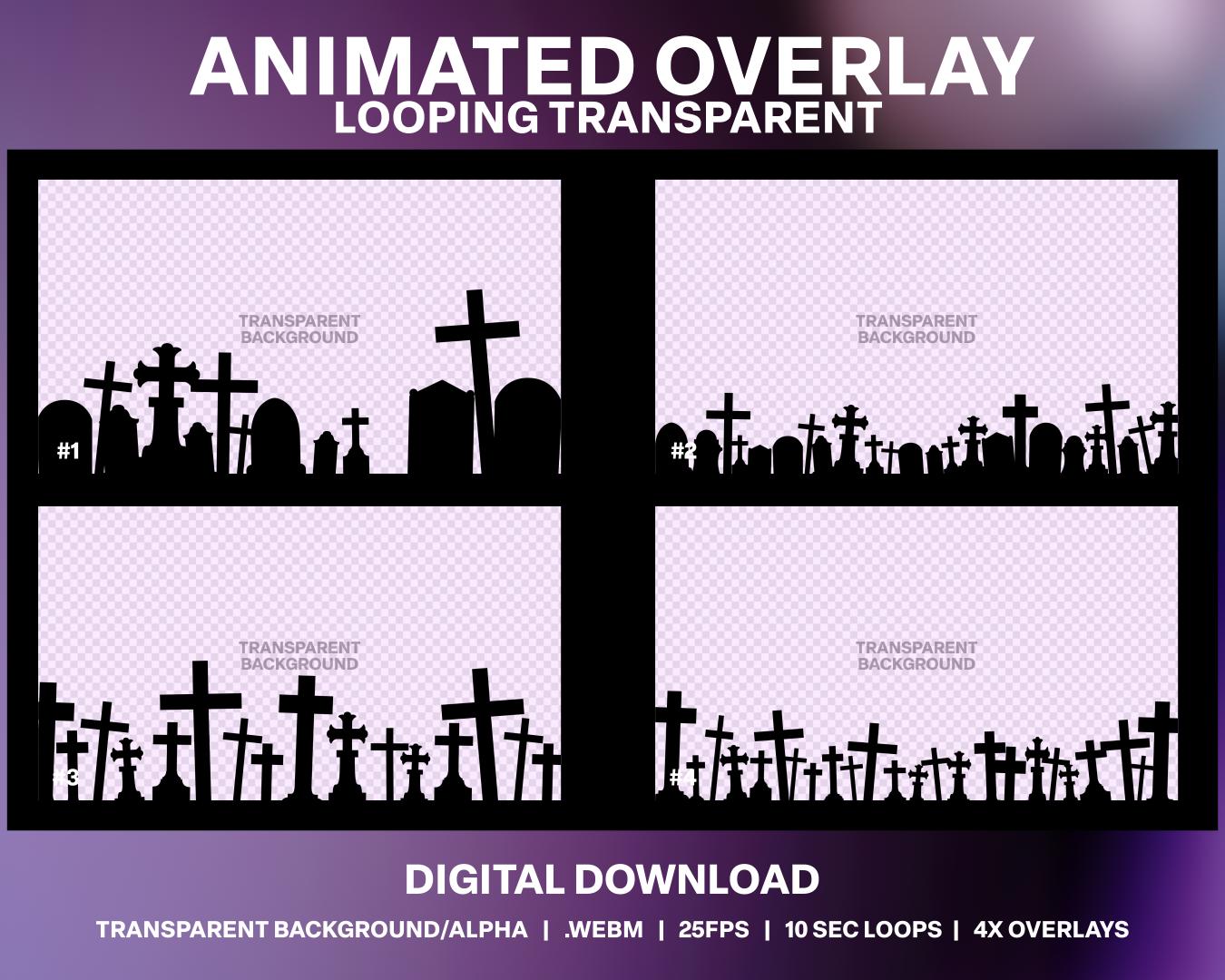 Animated Halloween Cemetery Stream Overlay: Creepy Tombstones (digital ...