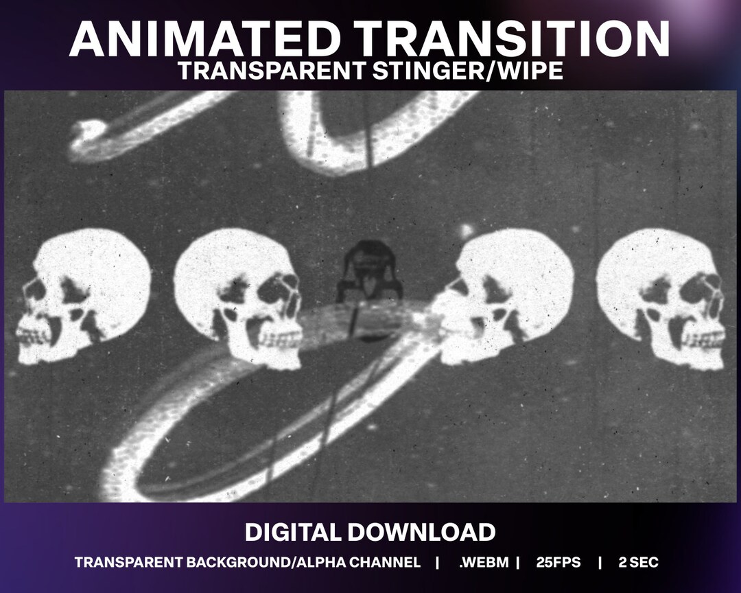Halloween Skull Animated Stream Transition: Glitch Gothic Stinger ...